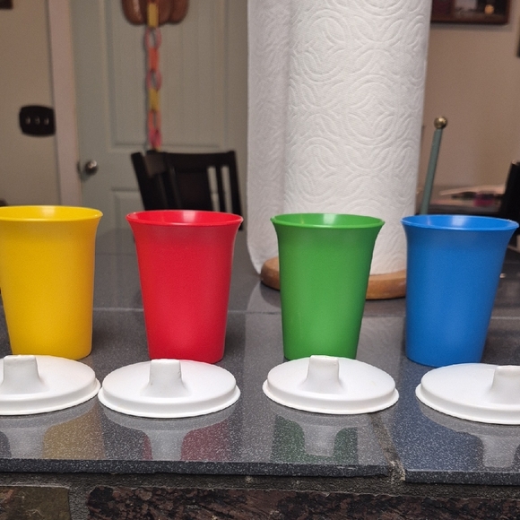 Tupperware | Kitchen | Tupperware Colorful Cups Set Yellow Red Green ...